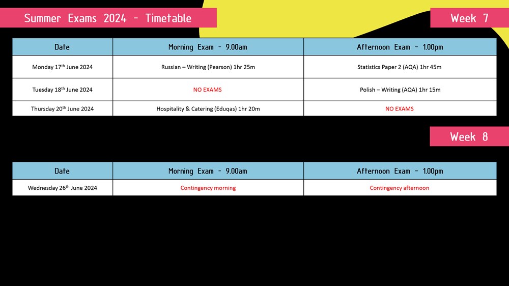 Exams Information - Mortimer Community College